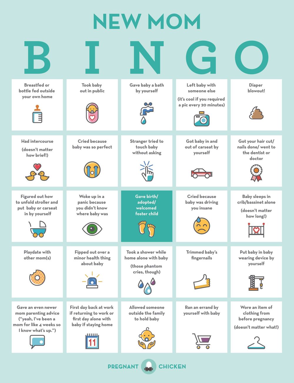 New Mom Bingo - Can You Fill a Card?