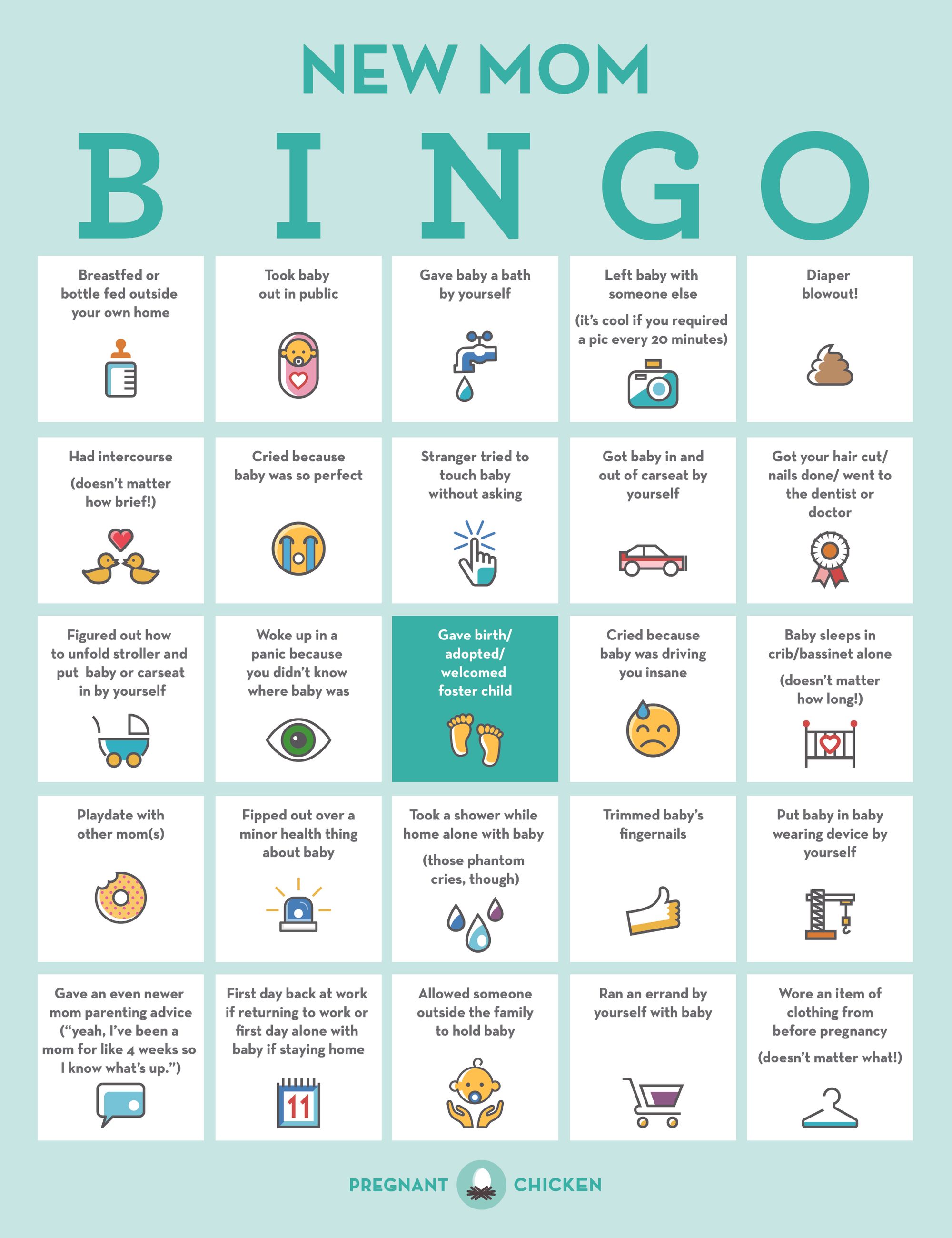 New Mom Bingo - Can You Fill a Card?