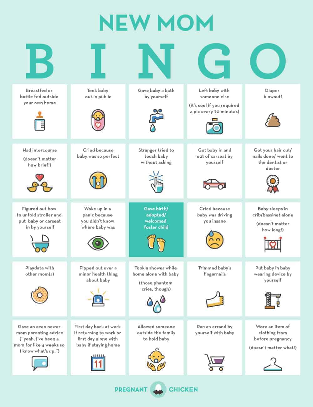 New Mom Bingo - Can You Fill a Card?